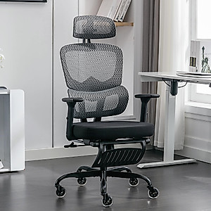 NOKAXUS Office Chair，Ergonomic Breathable Mesh Desk Chair with Lumbar Support,3D Armrest, Rubber Wheels,Gaming Chairs with footrest