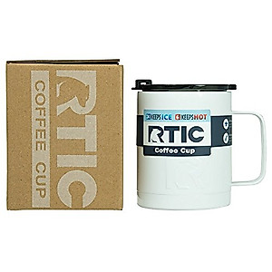 RTIC Coffee Mug, 12 oz, White, Insulated Travel Stainless Steel, Hot Or Cold Drinks, with Handle & Splash Proof Lid