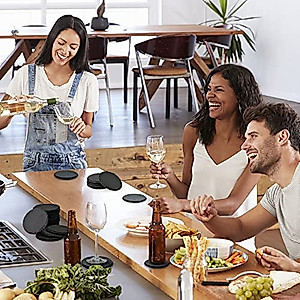 MAPRIAL 24 Pieces Slate Coasters, 4 Inch Round Coasters for Drinks Rustic Coasters Set Black Stone Coasters Bulk with Anti-Scratch Backing for Bar, Housewarming Gifts, DIY, Home Decor, Table, Cup