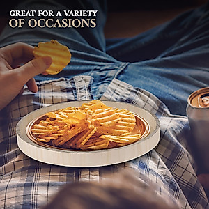 Wooden Round Trays for Serving - Five Piece Nested Breakfast Tray - Wood Crafts Trays for Organizing | Bathroom Tray - Food Trays for Party Buffet Montessori Wooden Trays for Serving & Catering