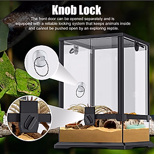 Lurmmue Tempered Glass 10 Gallon Reptile Tank,12"x12"x18" Top Screen Ventilation Durable Reptile Habitat Tank with Heat Resistant Aluminum Alloy Frame, for Bearded Dragon,Lizard,Spider,Hamster