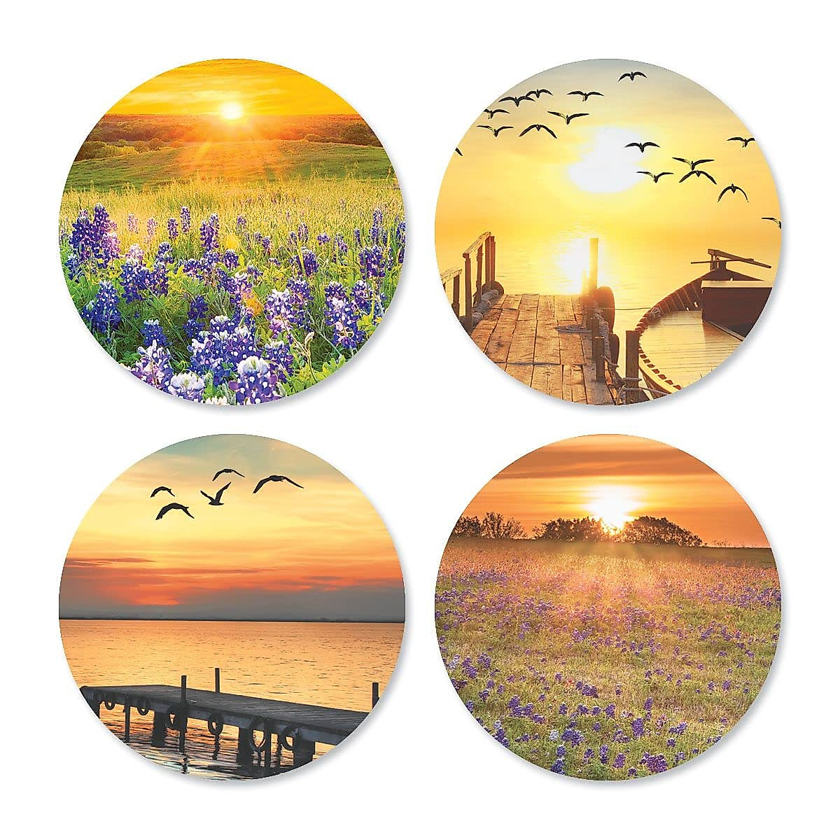 Sunrise Celebration Deluxe Birthday Greeting Cards - Set of 8 (4 Designs), Large 5" x 7", Happy Birthday Cards with Sentiments Inside, includes White Envelope