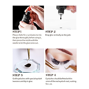 Eyelash Extension Glue 0.5 Sec Fast Drying/Retention -8 Week /(0.17fl.oz / 5ml) Eyelash Glue Waterproof Lash Extension Glue Semi-Permanent Extensions Black Adhesive Supplies for Professional USE ONLY