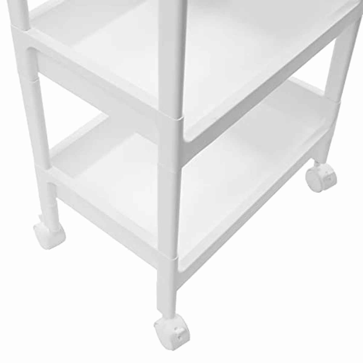 Fichiouy 4-Layer Floor Standing Shelf Units Rolling Utility Cart, Plastic Mobile Shelving Unit Storage Drawer Carts for Kitchen/Bathroom/Office White