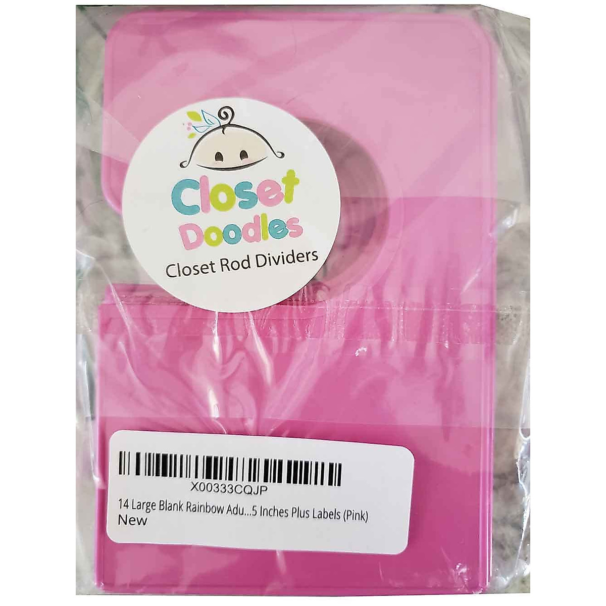 14 Large Blank Adult Closet Clothing Size Dividers Rectangular 5.25x3.5 Inches Plus Labels (Pink)