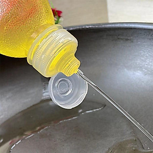 CHENSHUO Plastic Squeeze Bottle, Clear Condiment Squeeze Bottle, With Silicone Valve Non Return Cap,Suitable for Oil, Honey, BBQ Sauce and Condiments,10 OZ Anti Slip Squeeze Bottle,4 Pieces