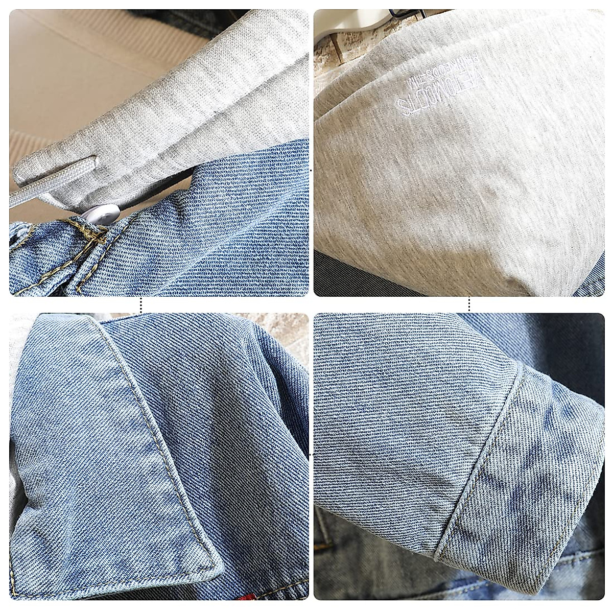 DOSLAVIDA Men's Distressed Denim Jacket Unisex Button Down Jean Coat Casual Long Sleeve Trucker Hooded Jackets Outwear