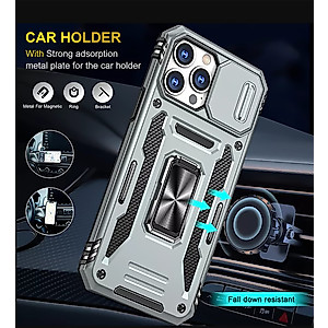 iPhone 14 Pro Max Case with Kickstand, Heavy Duty Hybrid Shockproof Silicone Protective Cover Military case for Apple iPhone 14 pro max 6.7 (Blue)