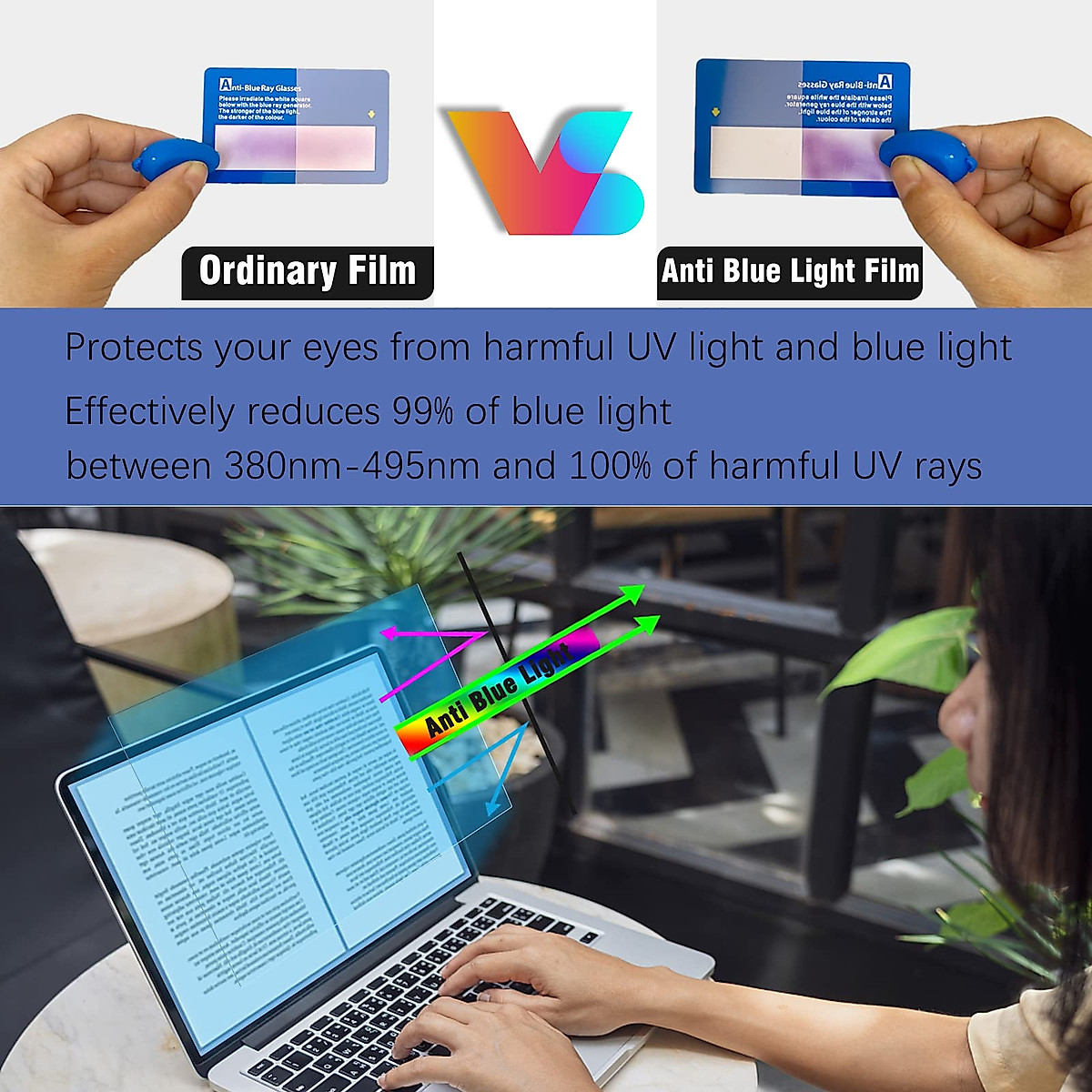 Anti Blue Light Tempered Glass Screen Protector Designed for MacBook Pro 13 Inch(2016-2022 M2/M1) & MacBook Air 13 Inch(2018-2021, M1) Eye Protection Blue Light Blocking Tempered Glass Shield