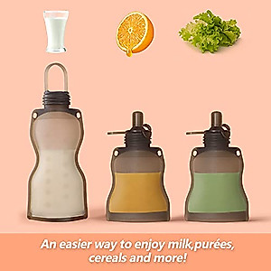 haakaa Reusable Silicone Yummy Pouch - Squeeze Refillable Baby Food Container| Self Feeding Puree,Smoothie Toddler Sippy Cup| Breastmilk Storage Bag|Freezer Safe Cereal Feeder Bottle 6M+,4.6 fl oz