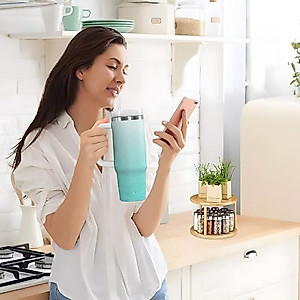 Caikeny Insulated Tumblers with Lid and Straw Blue Turquoise Teal Glitter 40 oz Reusable Stainless Steel Cup Water Bottle Coffee Travel Tumbler Mug for Women Men