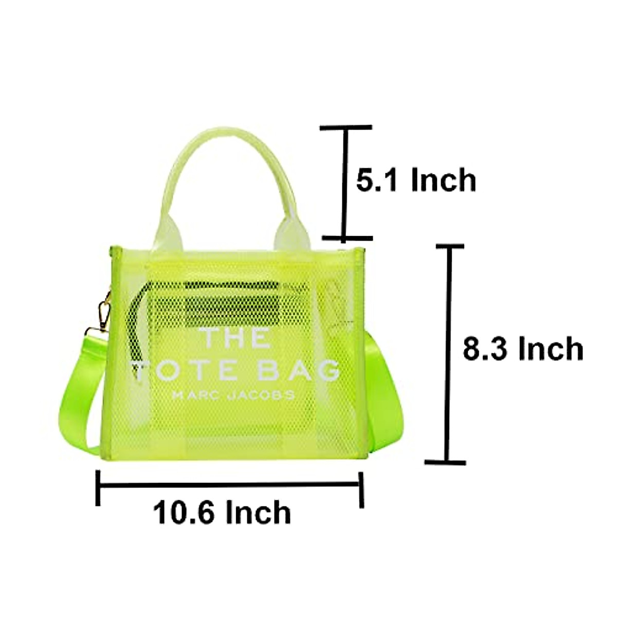 knzdvoy Mesh Tote Bag for Women, Large Satchel Tote Bag for Summer Beach Bags Fashion Clear Tote Bag Messenger Bag (10.6'' L X 8.3'' H X 4.1'' T,black)