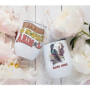 Hummingbird Spirit Animal Gift Mug for Coworkers and Friends Custom Personalized Name Insulated Tumbler 12oz with Lid