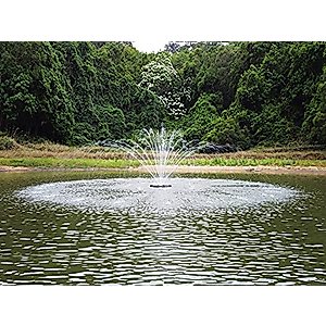 HQUA-FS01 110V, 1/2HP, OD(φ) 32” Large Pond Floating Fountain with 13000 GPH Fountain Pump, 100’ Power Cord, Classic Crown Spray Pattern 33'x12'