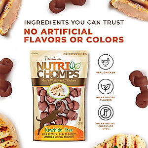 NutriChomps Dog Chews, 2.5-inch Knots, Easy to Digest, Rawhide-Free Dog Treats, 8 Count, Real Chicken flavor