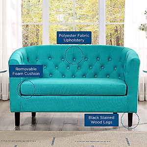 Modway Prospect Upholstered Contemporary Modern Loveseat In Pure Water