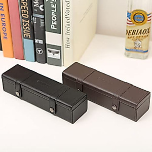 CARLWAY Leather Pencil Holder Box Pen Case, PU Leather Pen Case for Pencils, Pens, Markers, Makeups, Change, Coins(Black)