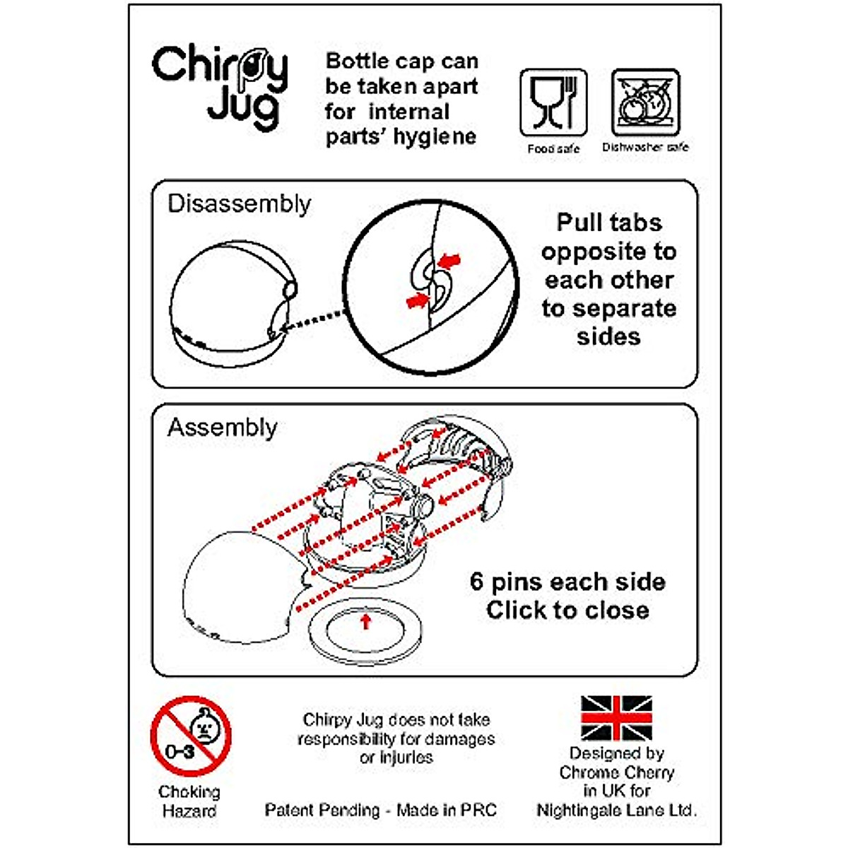 Chirpy Jug Glass Water Carafe Tweeting Bottle 34oz (1L) Yellow