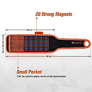 Magnetic Wristband, GOXAWEE with 20 Strong Magnets for Holding Screws, Nails, Drill Bits (Orange) | Stocking Stuffer for Men