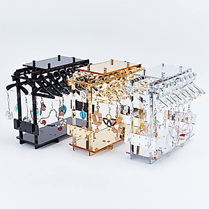 DELORIGIN Acrylic Earring Holder Stand Clothes Rack Shape Jewelry Display with 16 Clothes Hangers Dangle Earrings Organizer Ear Studs Display Rack for Retail Show 6.88 x 2.36 x 5.51 Inches