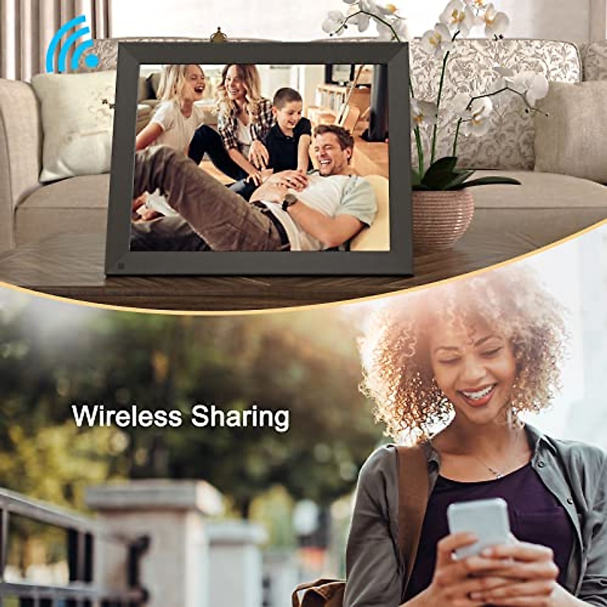 FULLJA WiFi Large Digital Photo Frame 15 inch - Smart Digital Picture Frame, 32GB, Motion Sensor, Full Function, Share Photos and Videos via App or Email, Unlimited Cloud Storage, Wall Mountable