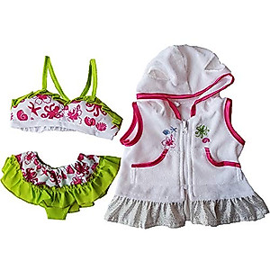 Swimsuit & Coverup Outfit Teddy Bear Clothes Fits Most 14" - 18" Build-a-bear and Make Your Own Stuffed Animals