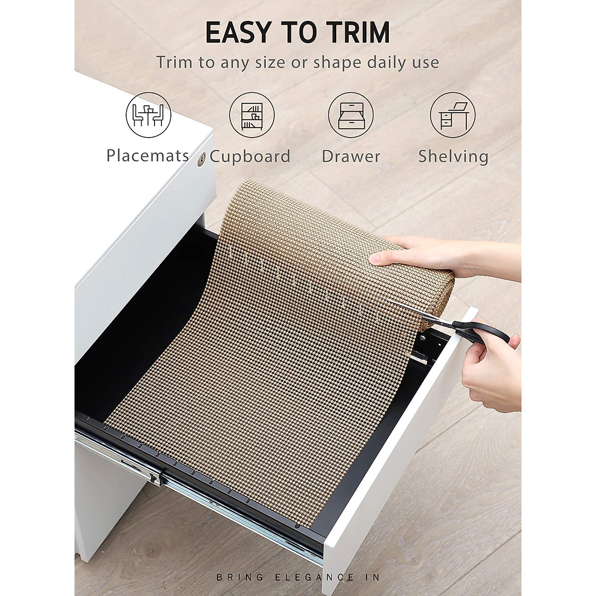 Syntus Drawer and Shelf Liner, 12 Inch x 20 Feet Non-Adhesive Durable Cabinets Liner for Kitchen, Bathroom, Shelves, Desk, Utensil, Brown