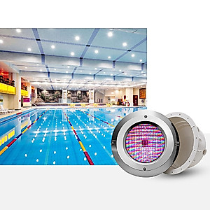 LED Pool Lamp, Par56 Recessed Underwater Lighting, Stainless Steel Surface 12V Waterproof IP68 for Above and Below Ground Swimming Pool (Color : RGB+Remote Control, Size : 54W)