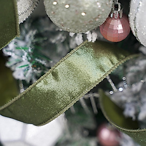 HUIHUANG Green Velvet Ribbon Wired 1-1/2 inch, Moss Green Velvet Ribbon for Gift Wrapping, Christmas Tree, Bows, Wreaths, Garland, Wedding Decor, Home Decor, Crafts-Continuous 10 Yards/Roll