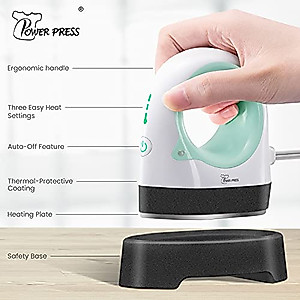 PowerPress Mini Heat Press Machine, Portable Heat Press Easy for T-Shirts, Shoes, Hats, Small Iron-on Vinyl Projects (Mint Green)