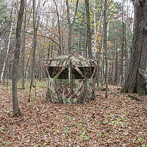 Barronett Blinds Radar Portable Lightweight Pop-Up 2 Person Ground Deer/Turkey Hunting Hub Blind with Rear and Mesh Windows, Backwoods Camo, 2 Pack