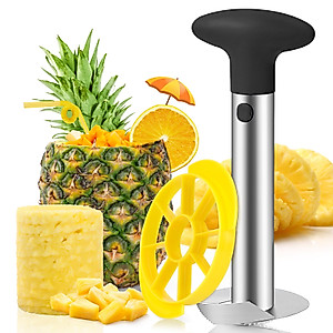 CUNSENR Premium Pineapple Corer and Slicer Tool - Pineapple Cutter with Sharp Serrated Tips - Easy to Use & Clean - Stainless Steel Core Remover for Pineapple - Slice and Core Fruits with Ease(Green)
