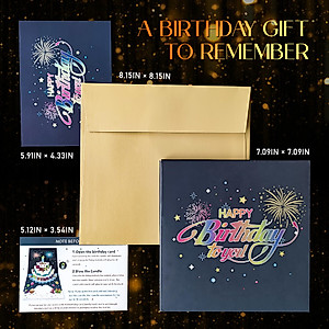 Sliafwh Happy Birthday Cards Includes Envelope, 3D Pop Up with Song, Blow Out LED Light Candle then Firework, Funny Gift for Women, Men, Mom, Dad, Sister, Kids (Upgrade)