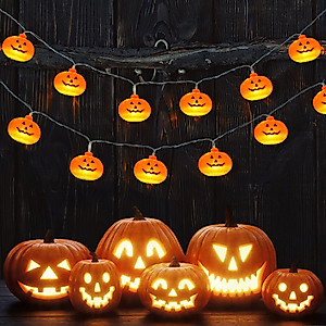 Halloween Decorations 19.7Ft 40 LED Pumpkin String Lights, Halloween Decor Indoor Outdoor Clearance Halloween Lights Battery Operated for Home Garden Yard Decorations Holiday Lights Party Supplies