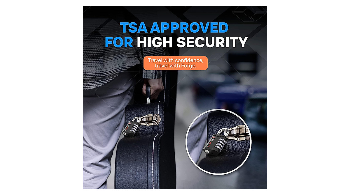 Forge TSA Approved Travel Locks - Durable 4-Digit Combination Locks