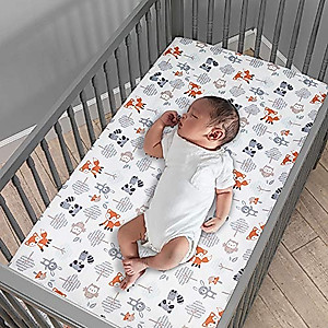 Bedtime Originals Woodland Friends Fitted Crib Sheet, Multicolor , 52x28x8 Inch (Pack of 1)