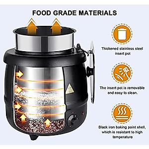Food Soup Kettle Warmer with Ladle Countertop Cheese Warmer Catering Soup Warmer Commercial for Buffet Food Warmer Party