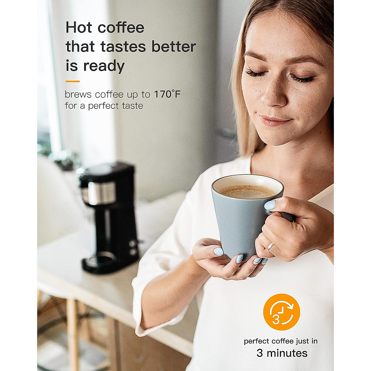 Single Serve Coffee Maker Brewer for K-Cup Pod & Ground Coffee Thermal Drip Instant Coffee Machine with Self Cleaning Function, Brew Strength Control