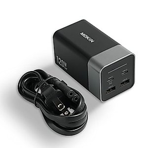 MOKiN 120W USB C Charger Block, 4 Port GaN+ Fast Desktop Charger, Laptop Power Adapter for iPhone 15/15 Pro/15 Plus/15 Pro Max, Galaxy S23, iPad Pro, MacBook Pro, Dell XPS 13, Lenovo ThinkPad.