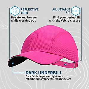 TrailHeads Women's Race Day Performance Running Cap, Lightweight & Quick Drying Mesh Sports Hat with Reflective Trim, Adjustable Fit - White-Cool Green-Pink Punch 3-pk