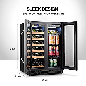 Lanbo Wine and Beverage Refrigerator, Dual Zone Built-in Wine and Drink Center, 18 Bottle and 55 Can