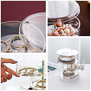 2 Pack Clear Hair Accessory Storage Containers Acrylic Hair Accessories Holder Organizer Hair Tie Container Jar Stackable Hair Clip Container Organizer Jewelry Hairband Holder Box Organizer with Lids