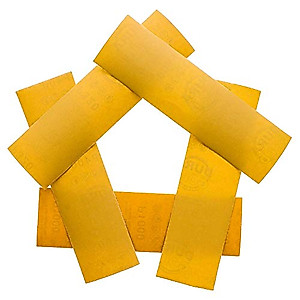 Dura-Gold Premium 320, 400, 600, 800, 1000 Grit 2-2/3" x 9" Sheet Size Gold Sandpaper with Hook & Loop Backing, 5 Each, 25 Total - Sanding Wood Woodworking, Automotive, Finishing Sander, Hand Blocks