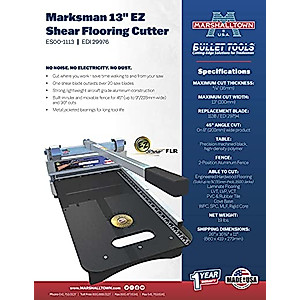 Bullet by MARSHALLTOWN EZ Shear 13" Marksman Flooring Shear, Professional-Grade, Versatile, Lightweight, Versatile, 90-degree and 45-degree cuts, Made in USA, 213-SID