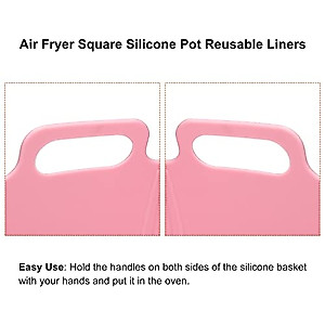 MECCANIXITY Air Fryer Square Silicone Pot Reusable Liners 7.87 Inch Air Fryers Oven Accessories Pink for Air Fryer, Microwave, Oven