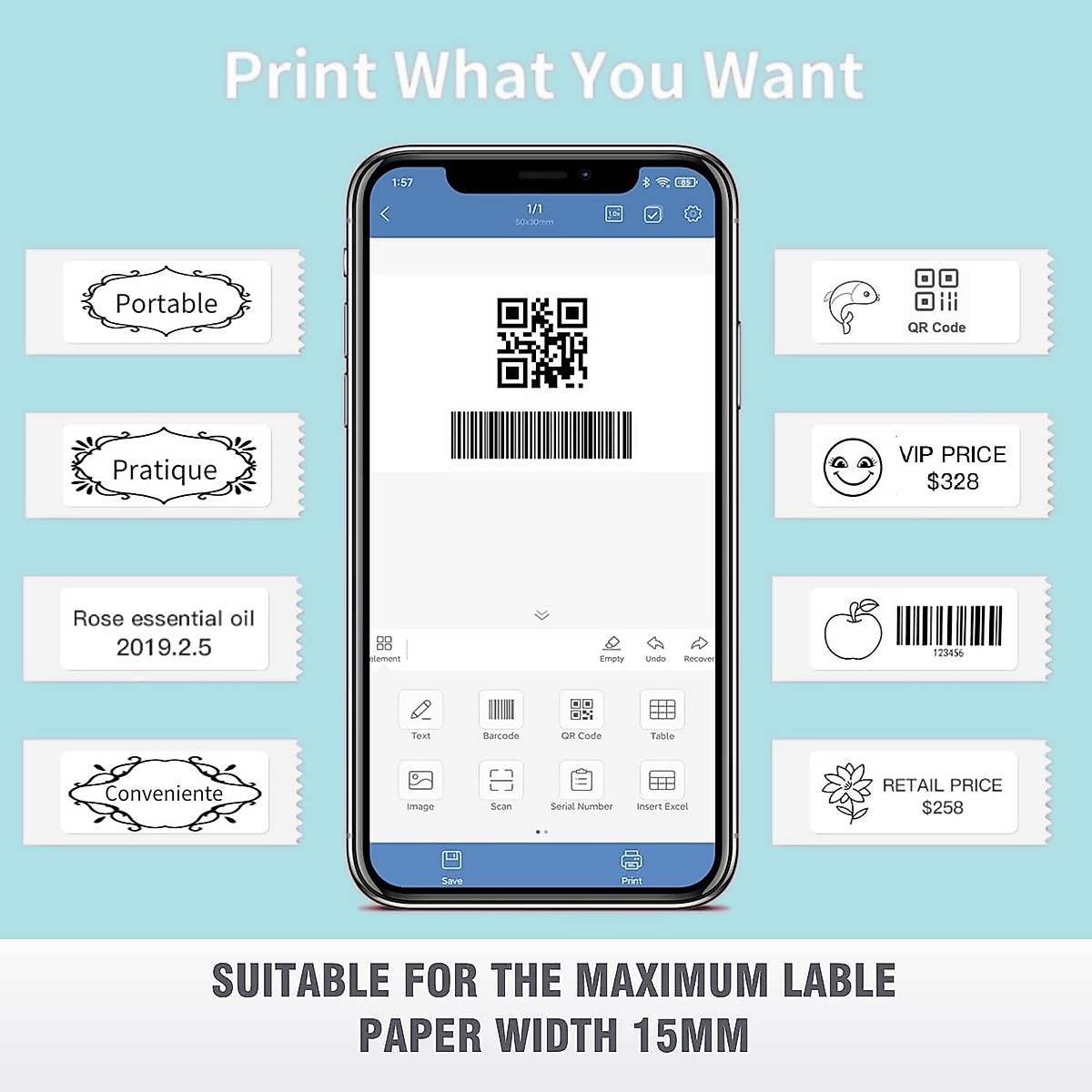 NIIMBOT D11 Label Maker Machine with Tape, Mini Label Printer, Portable Wireless Label Printer, for Phone Pad Office Home Organization USB Rechargeable (Green)