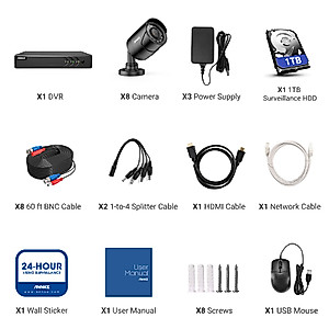 ANNKE 8CH Wired Security Camera System with 1TB Hard Drive, H.265+ Surveillance DVR and 8 x 1080p HD IP66 CCTV Camera, 100 ft Night Vision with Smart IR, Easy Remote Access, Motion Detection