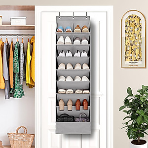 STORAGEIDEAS 2 Pack Shoe Organizer with 6 Extra Large Pockets and 4 Large Pocket, Over the Door Sturdy Closet Storage Rack, Hanging Shoe Organizer for Shoes, Sneakers, Grey