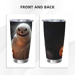 NHJKLWQSZ Halloween Witch 20oz Stainless Steel Tumbler With Lid And Straw, Double Wall Vacuum Insulated Coffee Mug Travel Cups Leak-Proof Lid For Hot And Cold Drinks, Metal Straws And Brush