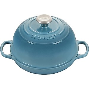 Le Creuset Signature Enameled Cast Iron 9.5"/1.75qt. Bread Oven - Caribbean w/Additional Engraved Personalized Stainless Steel Knob